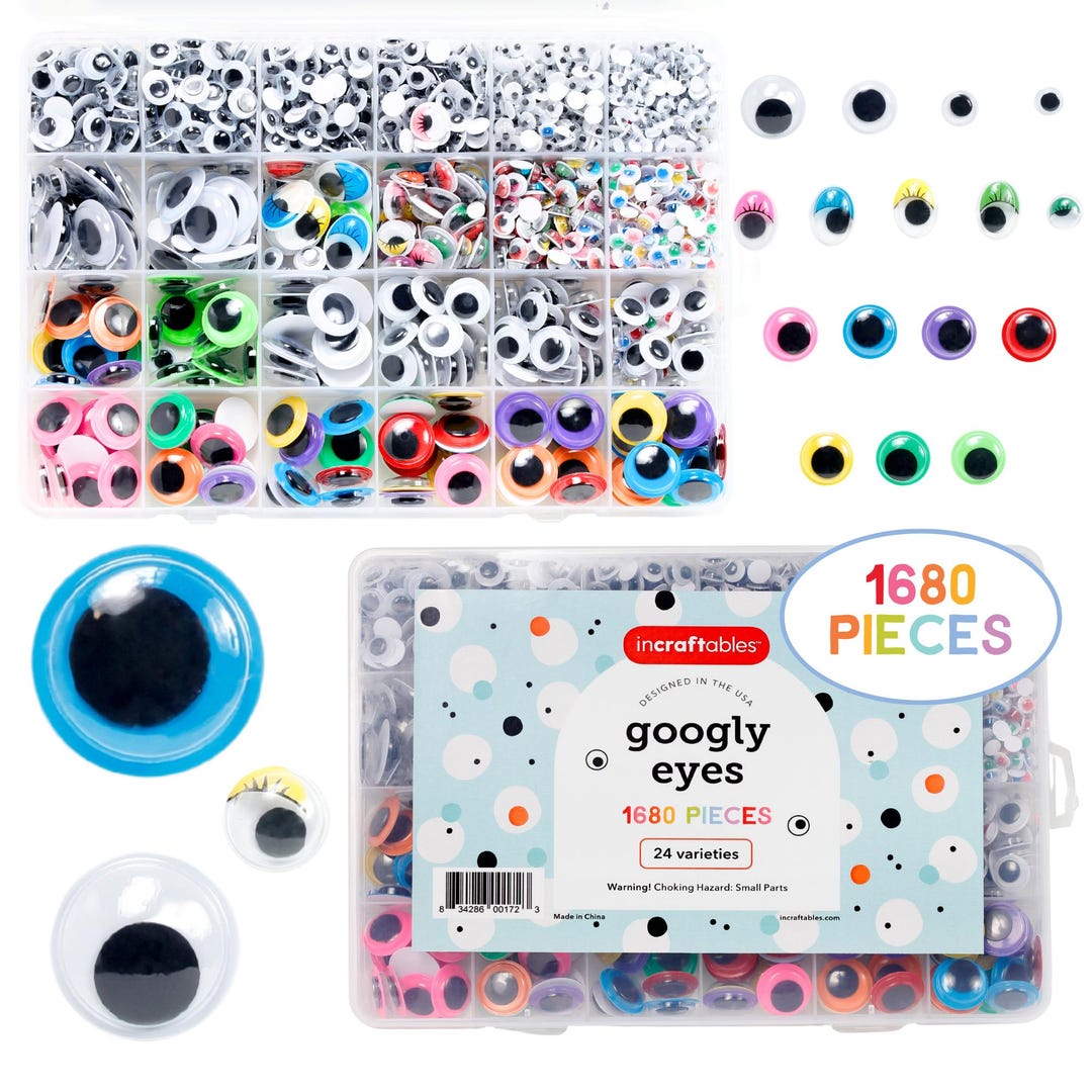 Incraftables Googly Eyes 1680 Pcs Set. Best Colorful Sticky Wiggle Eye ...