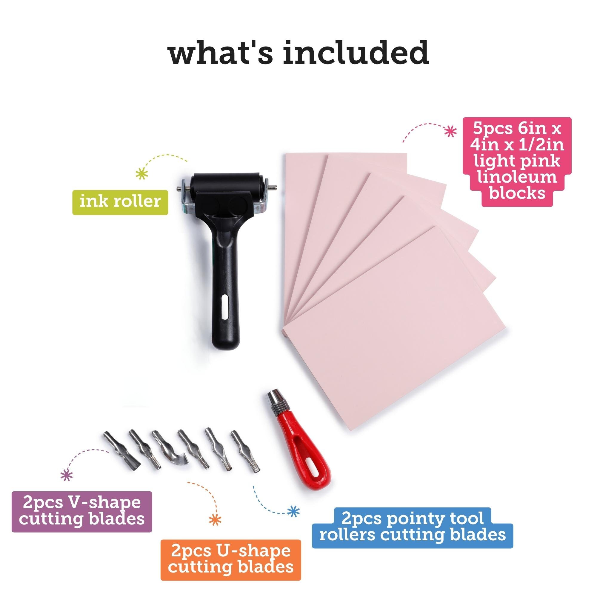 Incraftables Rubber Stamp Kit 5-pack. Linoleum Block Kit With Cutting ...