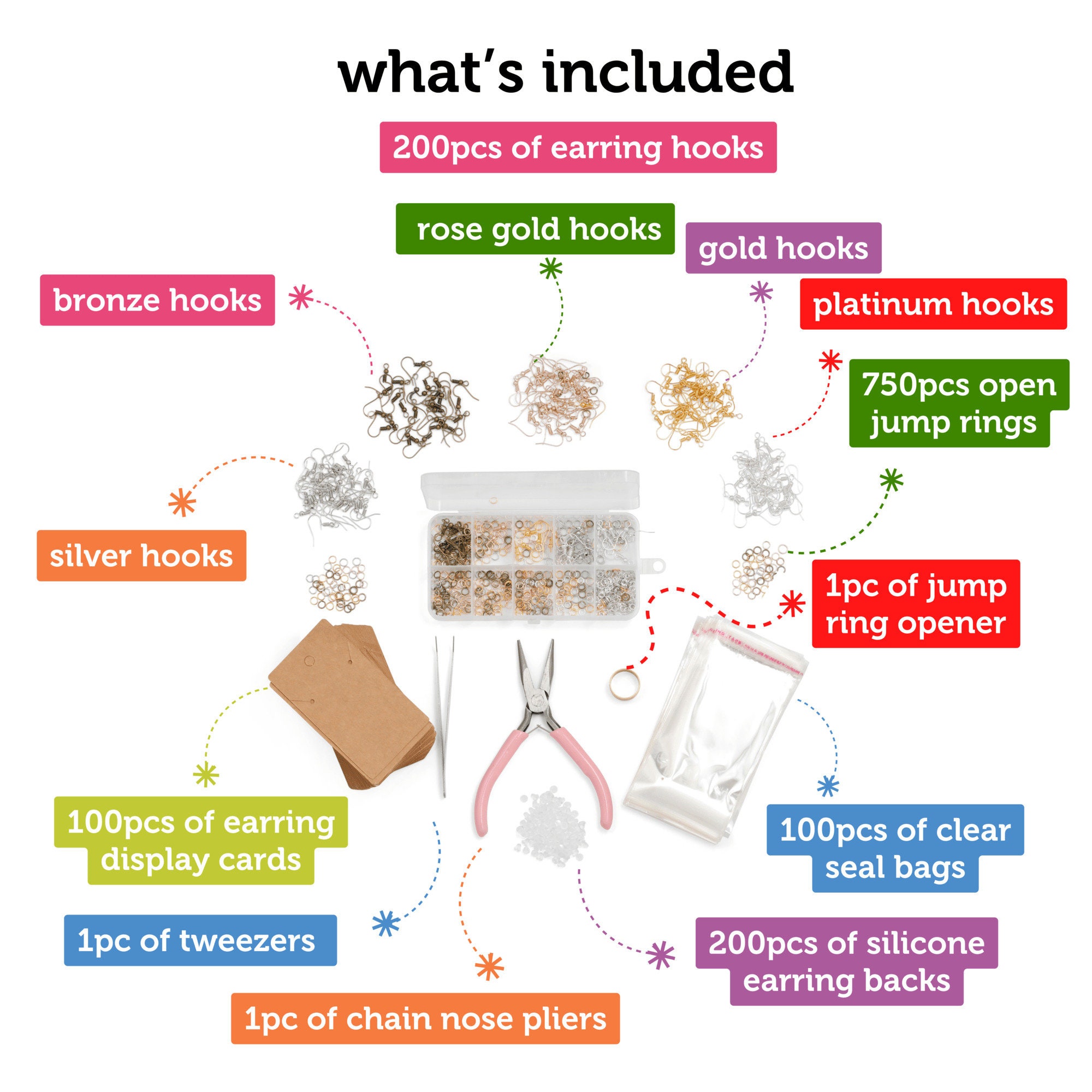 Incraftables Earring Making Kit 5 Colors. DIY Earring Kits for Jewelry ...