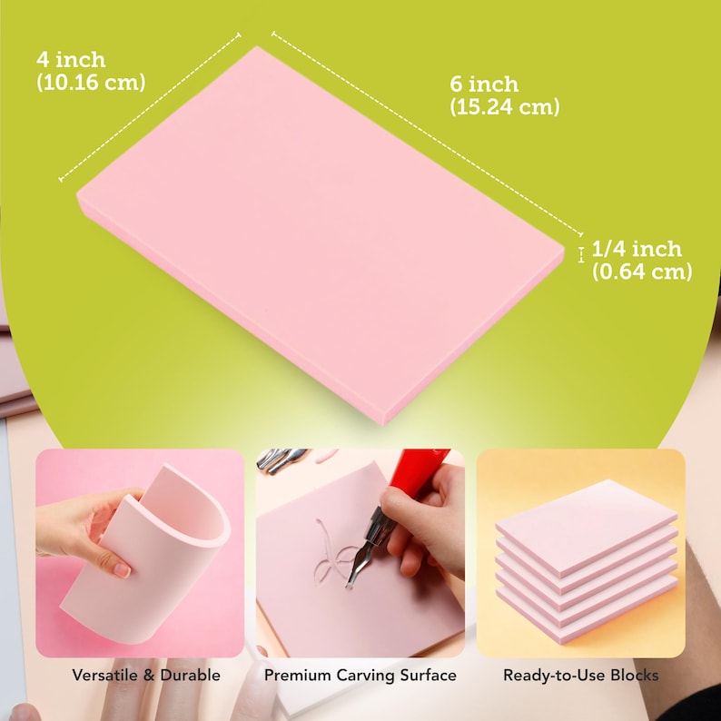 Incraftables Rubber Stamp Kit 5-pack. Linoleum Block Kit With Cutting ...