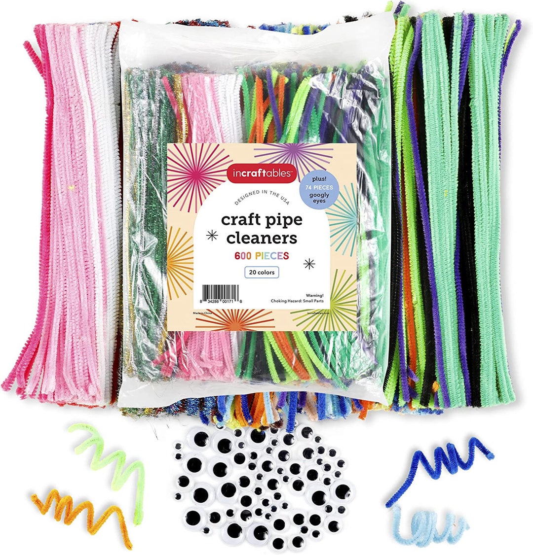 Incraftables 600pcs Pipe Cleaners Craft Supplies Set (20 Colors). Best ...