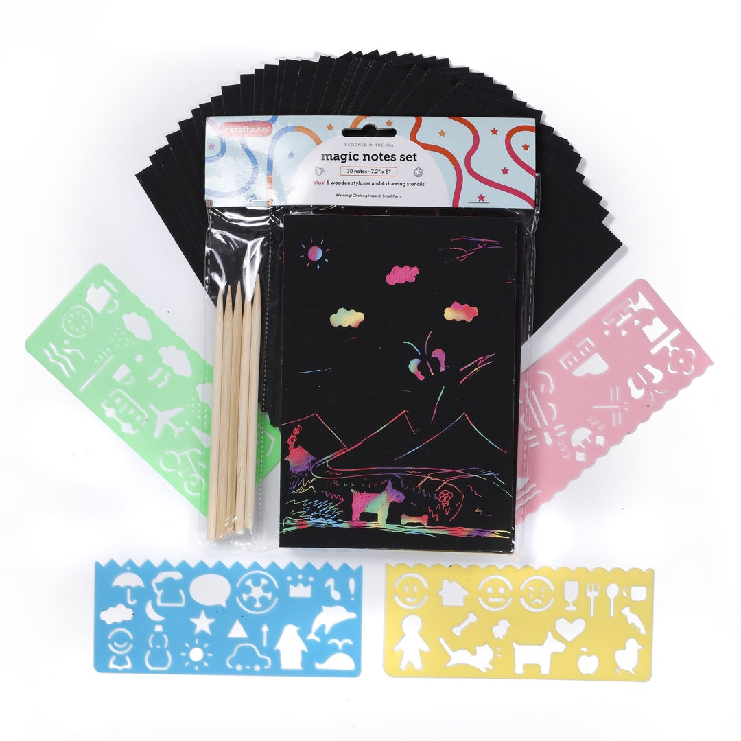 Incraftables Rainbow Scratch Paper Set. Magic Notes Kit With 30pcs ...