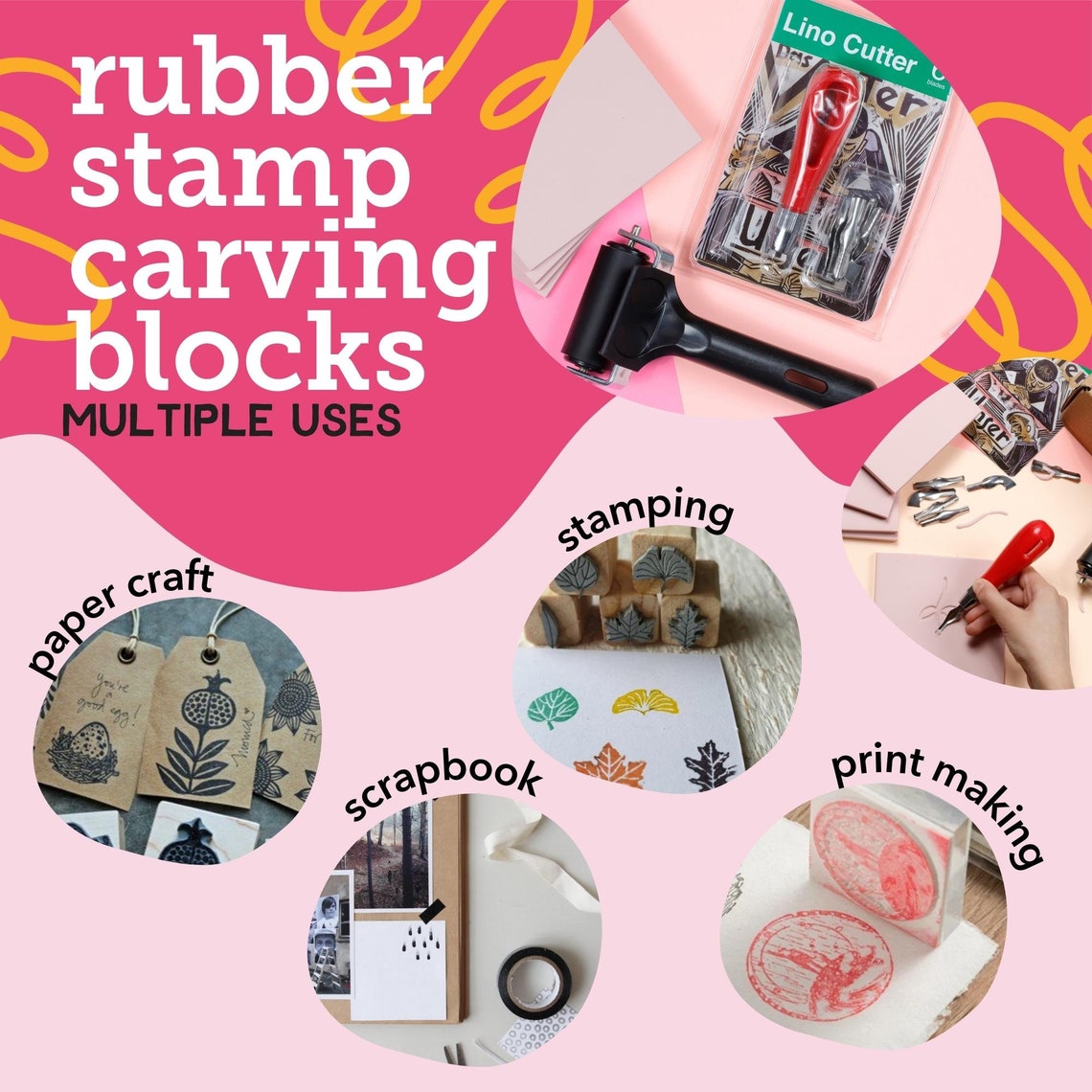 Incraftables Rubber Stamp Kit 5-pack. Linoleum Block Kit - Etsy