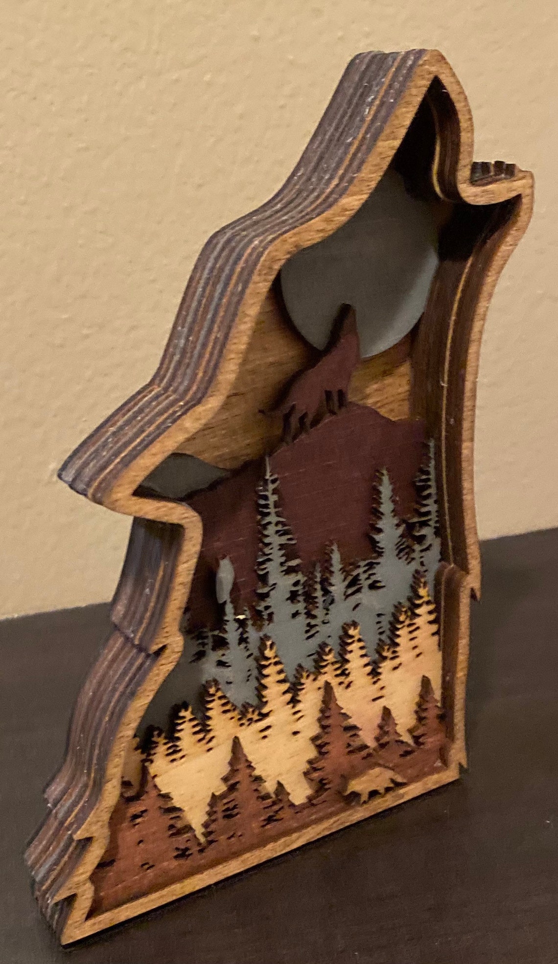 Wooden Layered Wolf Shelf Sitter please Note Size - Etsy