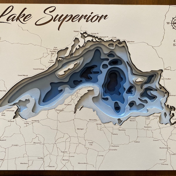 Laser Map of Lake 3d - Etsy