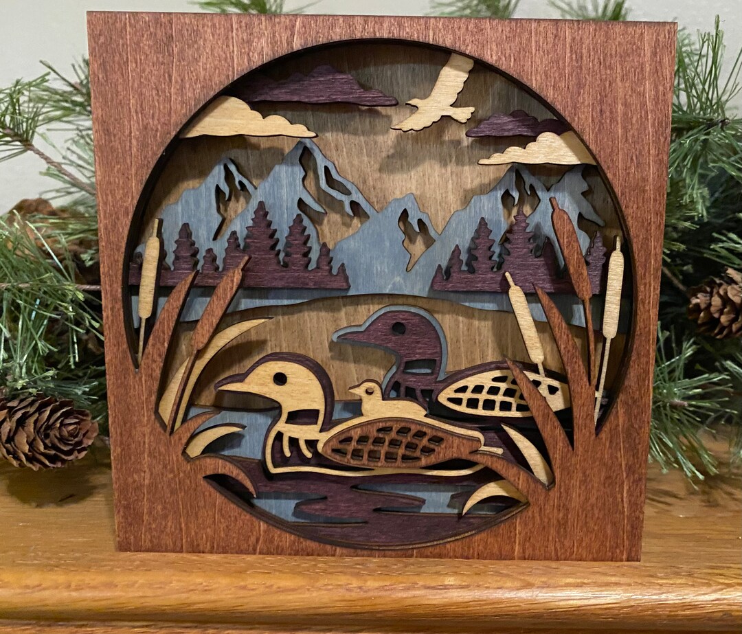Wooden Loon Pond Shelf Sitter (please Note Size) - Etsy