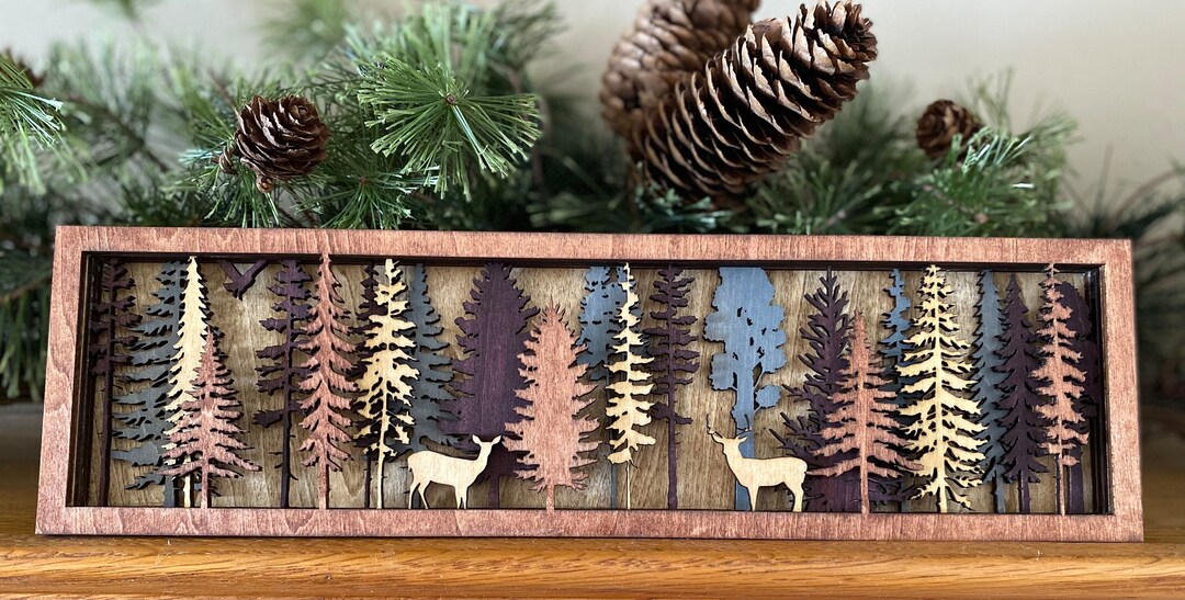 Wooden Woods Scene (please Note Size) - Etsy