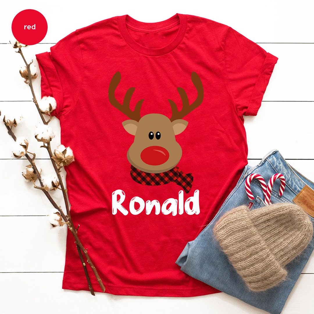 Custom Reindeer Christmas Shirt, Reindeer Name Christmas Shirt, Family ...