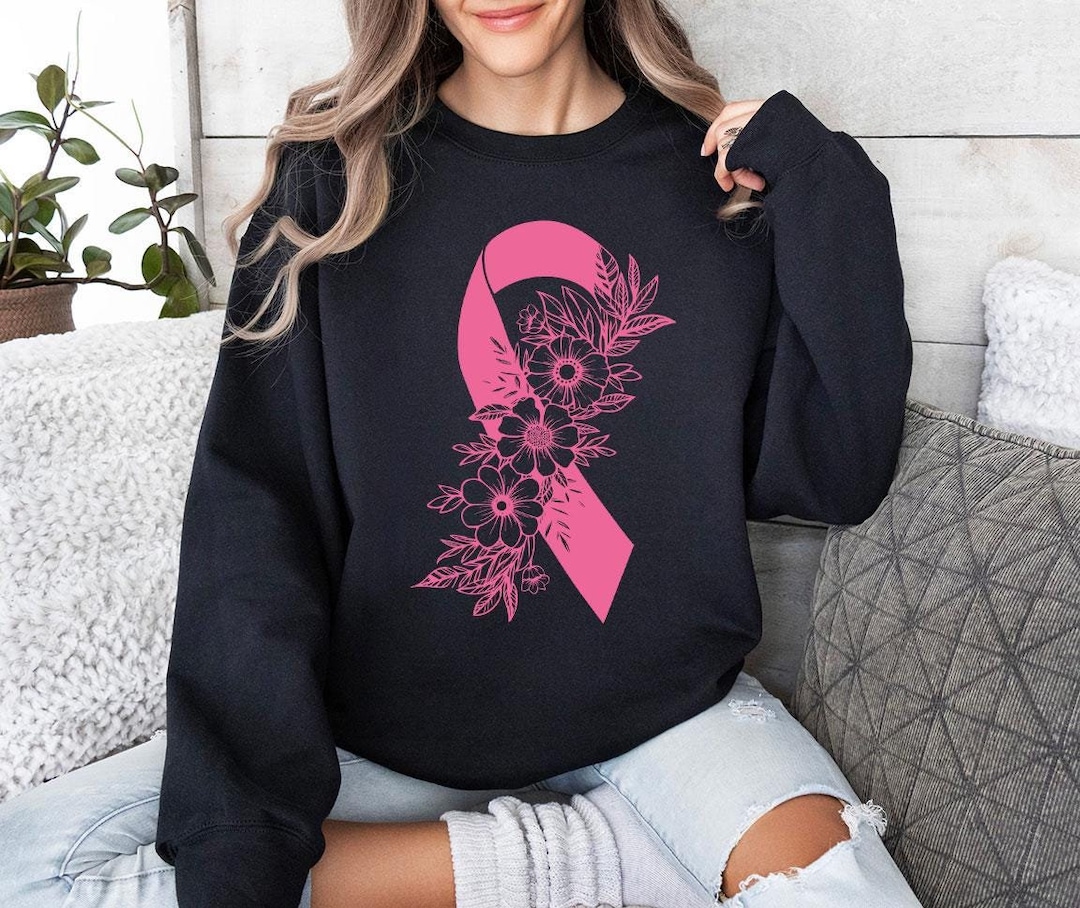 Breast Cancer Sweatshirt, Pink Ribbon Hoodie, Cancer Survivor Long ...
