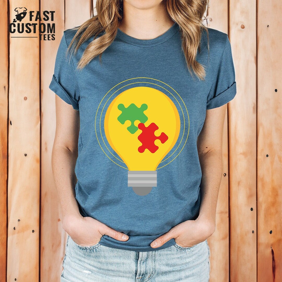 Autism Light Bulb Shirt, Puzzle Piece Shirt, Autism Awareness Tee, ADHD ...