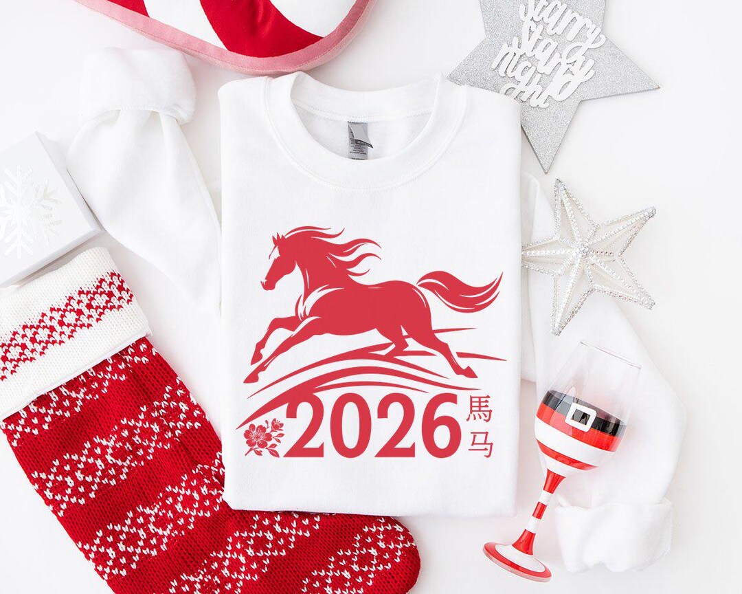 Year of the Horse 2026 Sweatshirt, Chinese New Year Celebration, Red ...