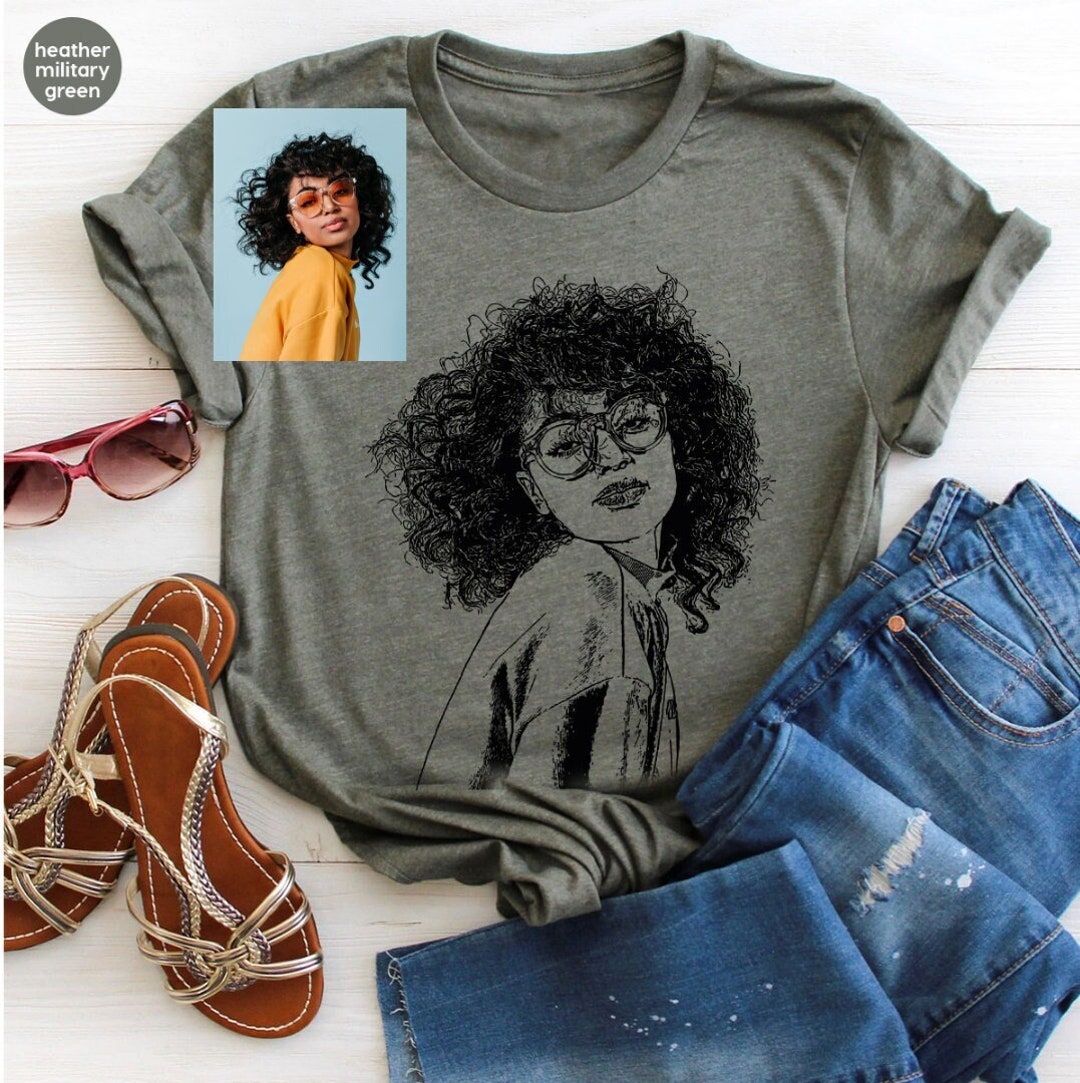 Custom Portrait From Photo Tshirt, Personalized Gift, Gift for Her ...