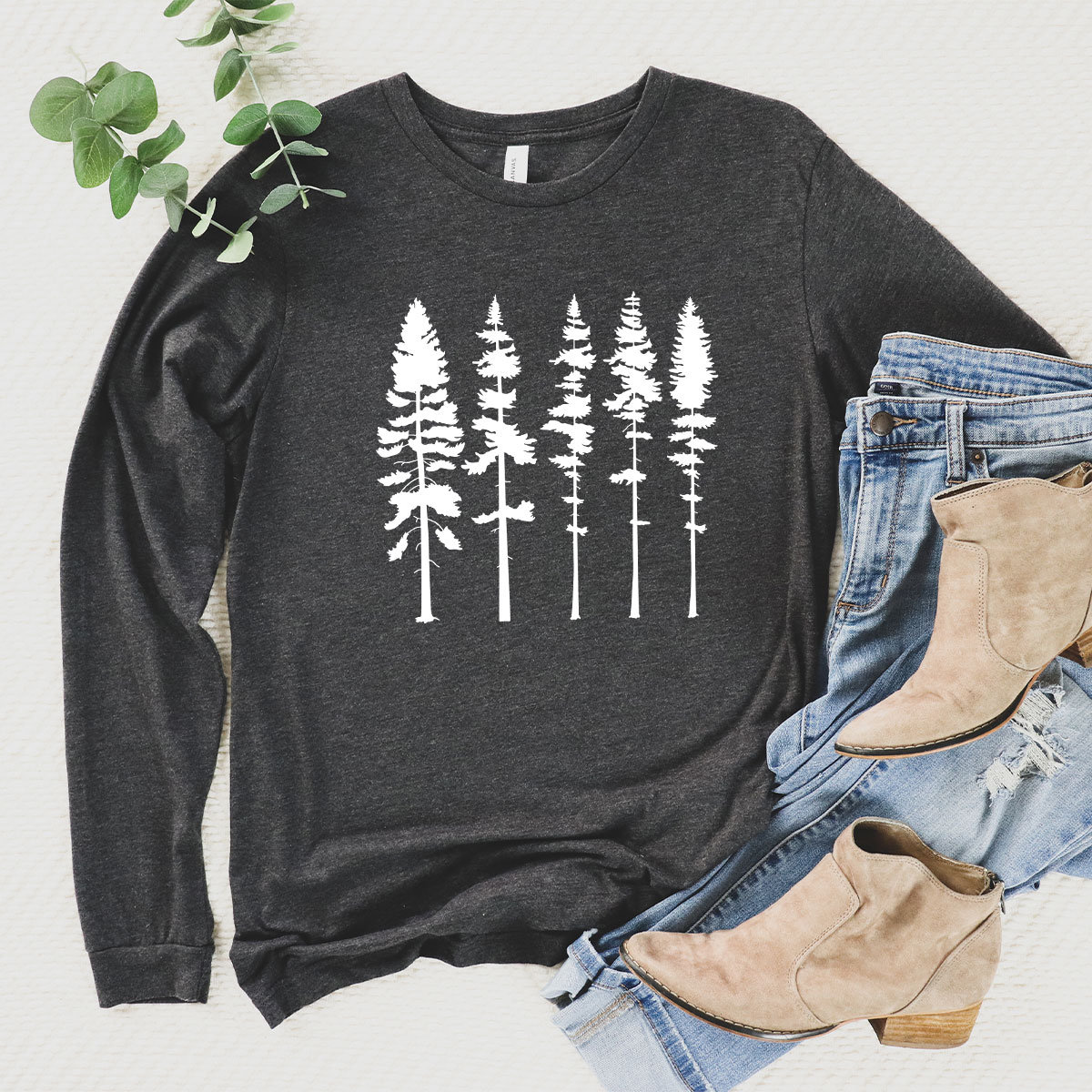 Pine Tree Long Sleeve Shirt, Pine Tree Long Sleeve Shirt, Hiking Long ...