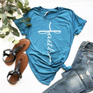 Vertical Cross Shirt Faith T-shirt Faith Cross Tee - Etsy