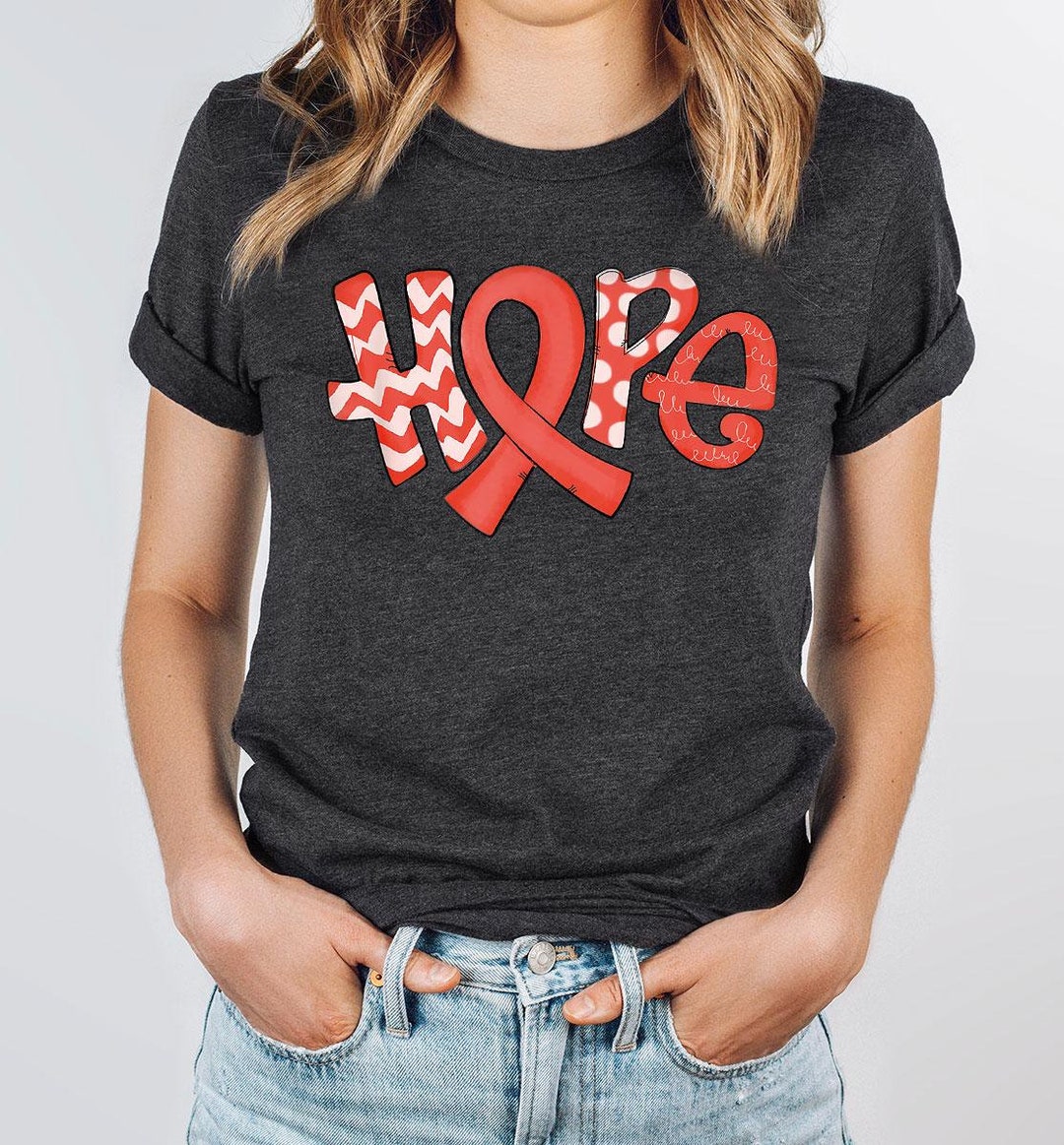 Hope Red Ribbon Shirt, Red Ribbon Graphic Aids Awareness Shirts, HIV ...