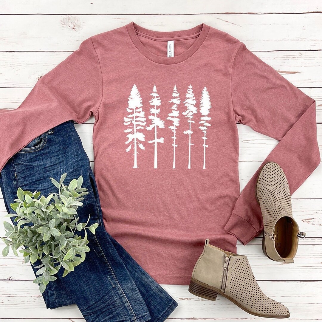 Pine Tree Long Sleeve Shirt, Pine Tree Long Sleeve Shirt, Hiking Long ...