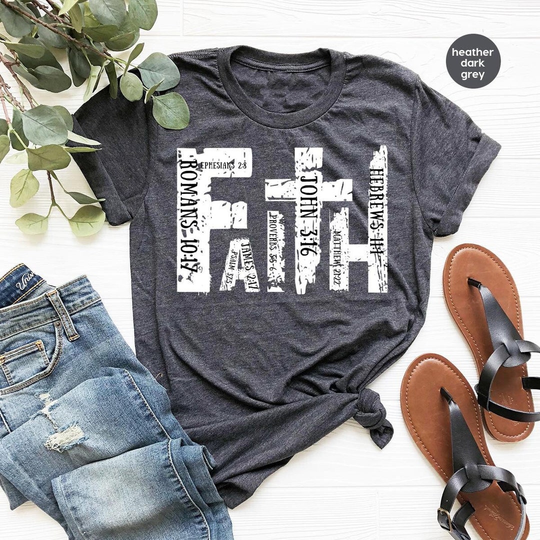 Christian Shirt, Bible Verse T-shirt, Religious Outfit, Retro Faith T ...