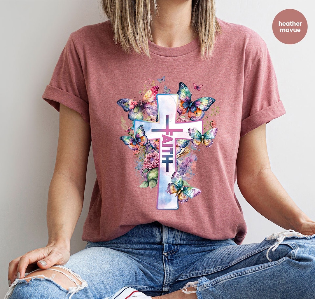 Faith Cross Shirt, Love and Grace Shirt, Vertical Faith Cross, Retro ...