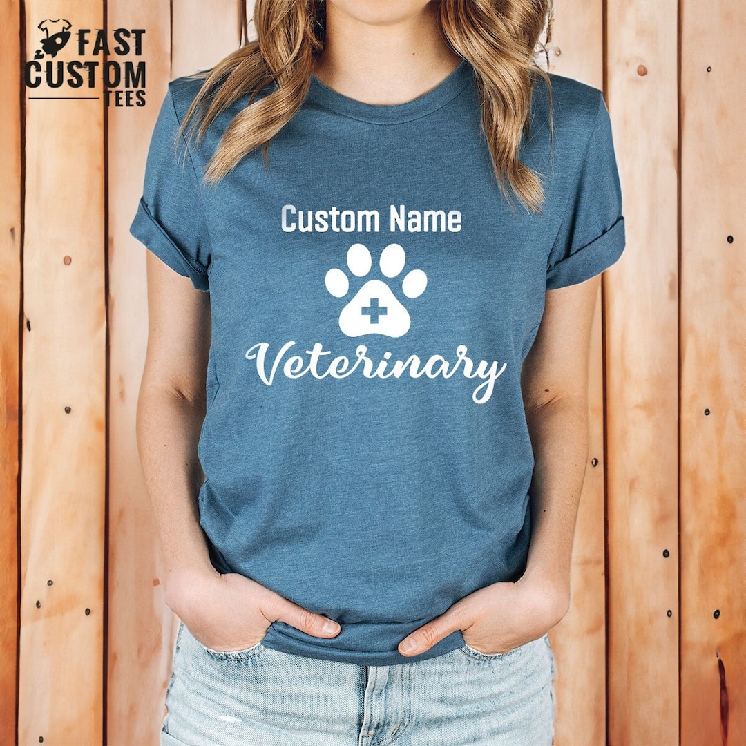 Custom Veterinary Shirt, Paw Print Clothing, Vet Shirt With Name, Vet ...