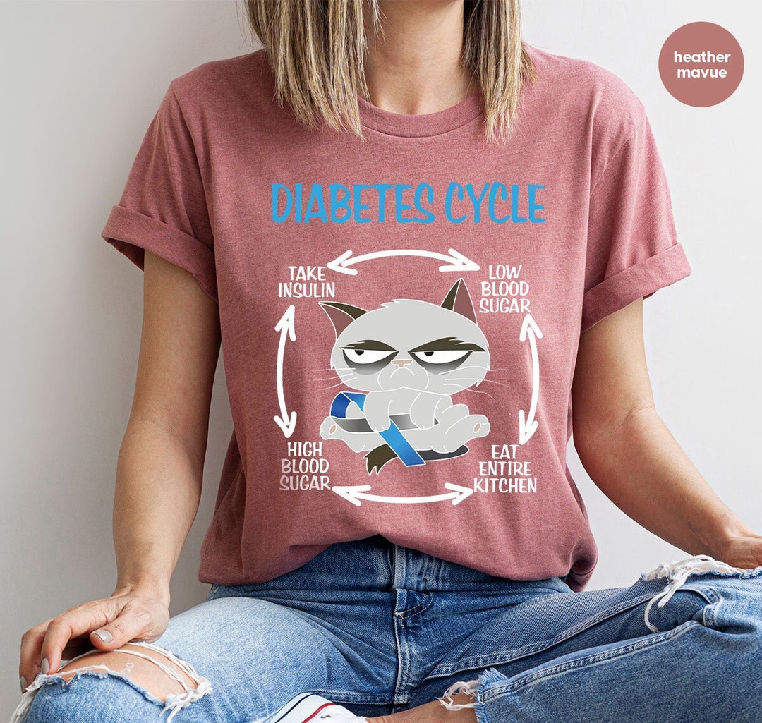 Diabetes Awareness Shirt, Diabetic Cat Graphic Tees, Diabetes Support ...
