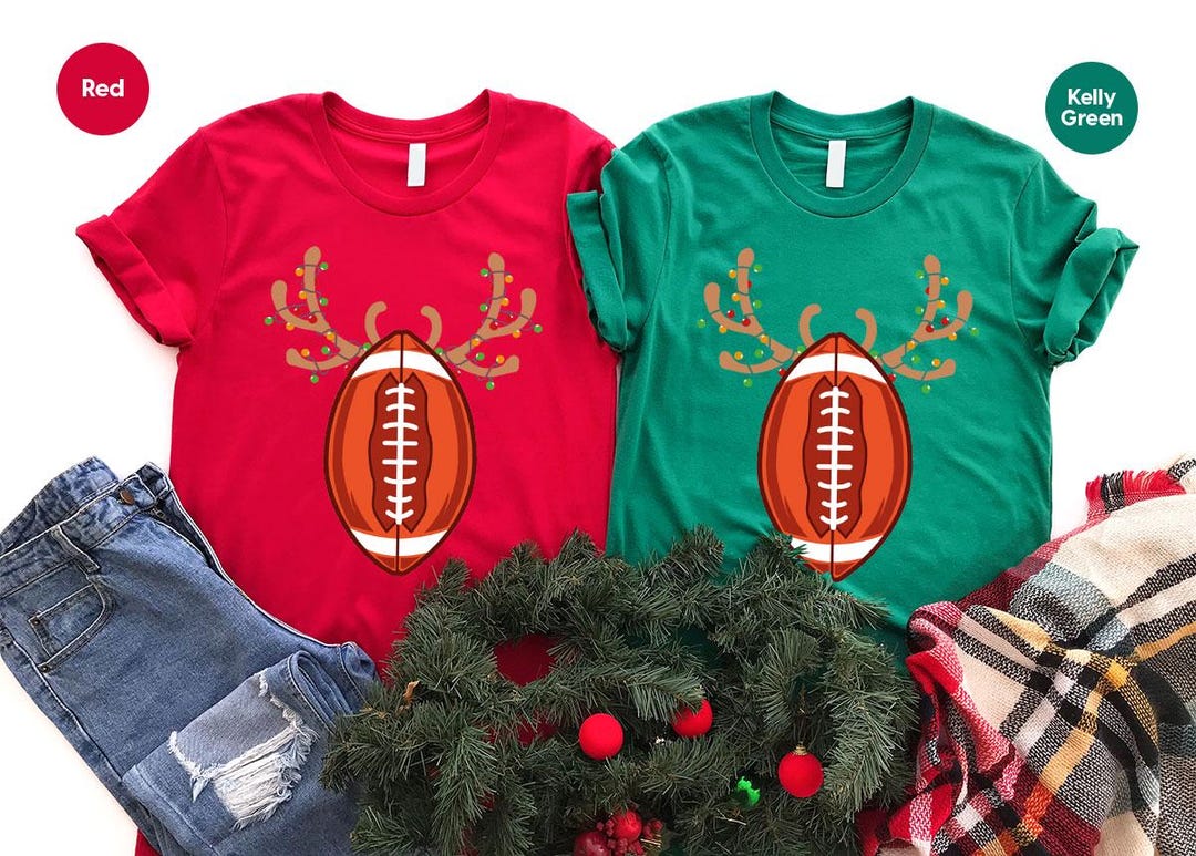 Cute Football Christmas Reindeer Tee, Christmas Reindeer Sports ...