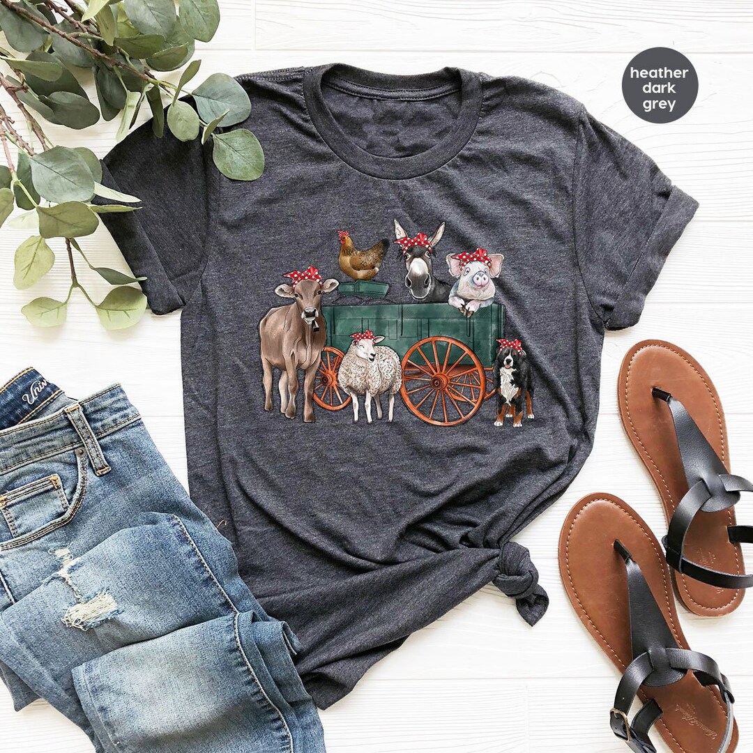 Farm Shirt, Cute Animal Graphic Tees, Farm Animal Shirt, Farm Gift ...