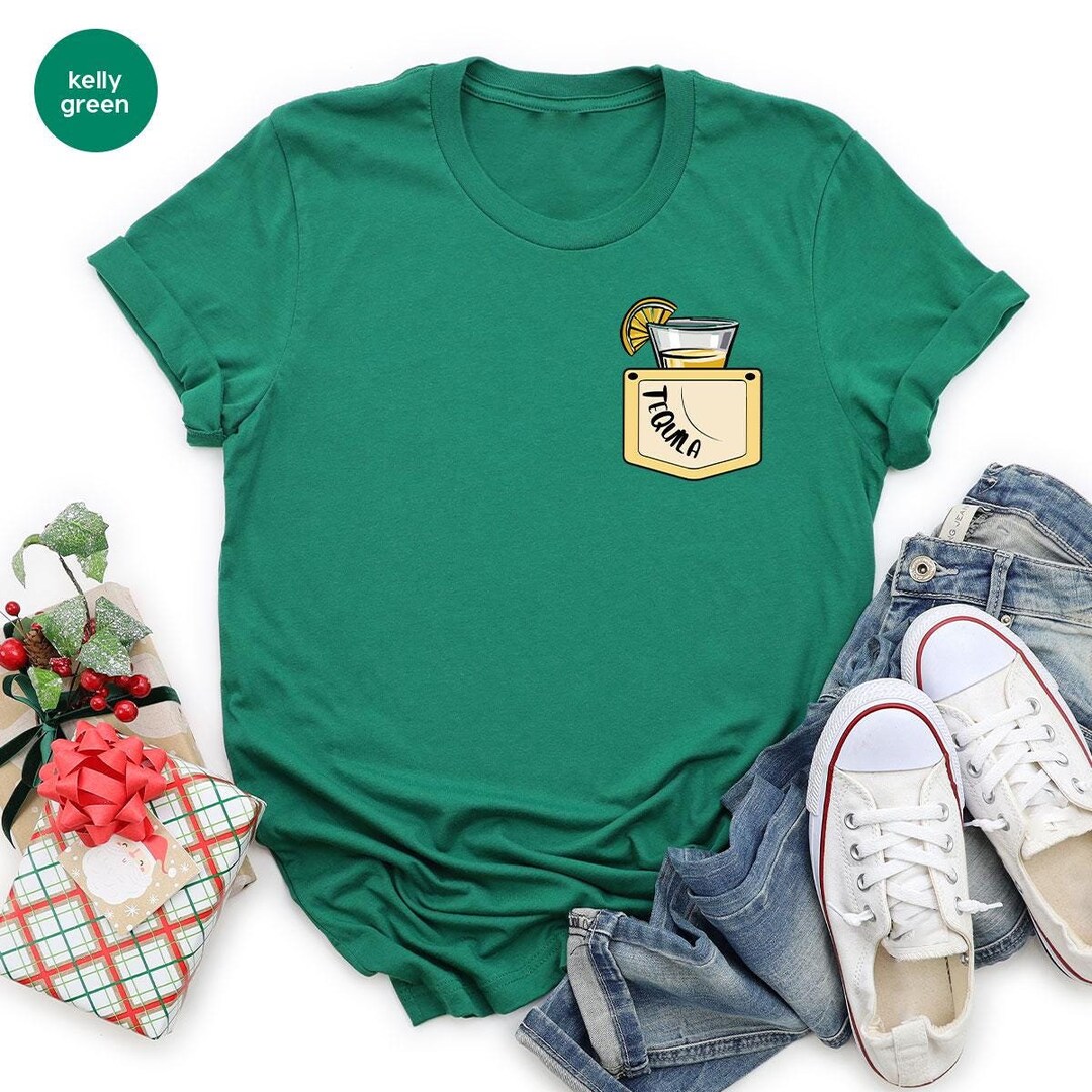 Tequila Glass Pocket Shirt, Tequila Glass Tee, Cocktail Pocket Shirt ...