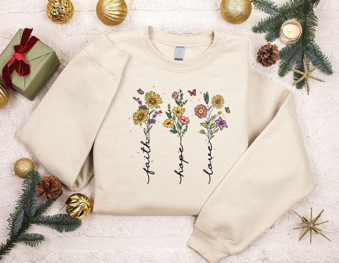 Faith Hope Love Sweatshirt, Christian Longsleeve, Faith Sweatshirt ...