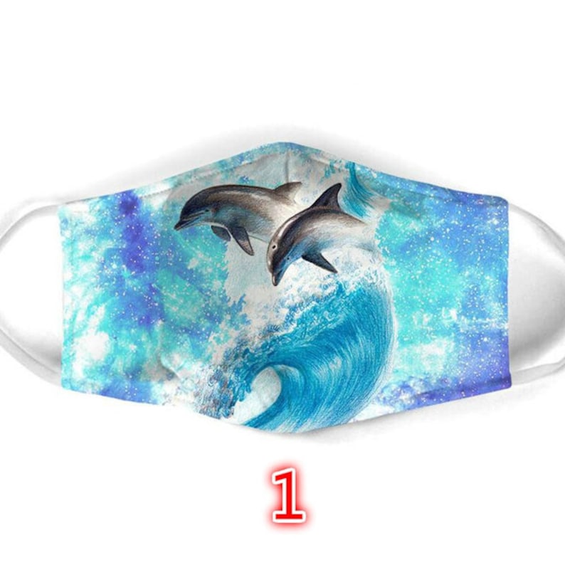 Dolphin Face Mask Cotton Washable Hand Made Dolphins Jumping | Etsy