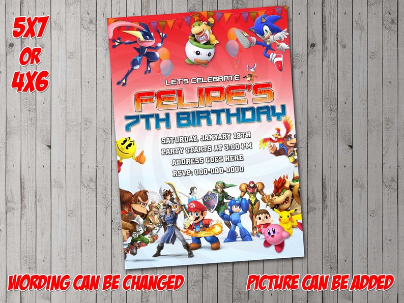 Super Smash Bros Ultimate Digital Invitation Party Reunion | Etsy