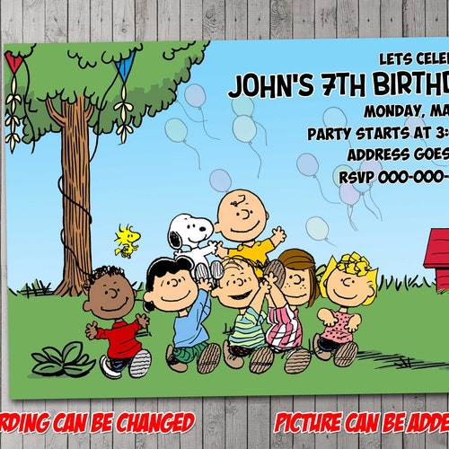 Charlie Brown & Snoopy Birthday Party Invitation Peanuts - Etsy