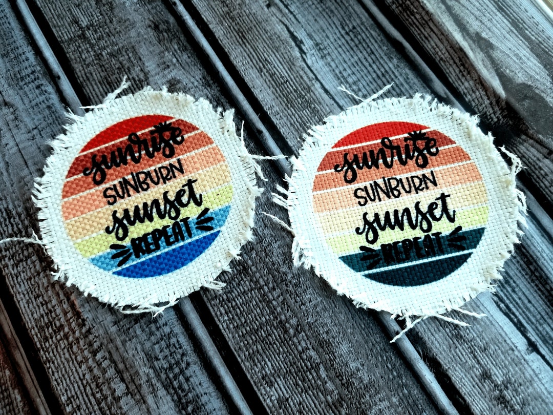 Sunrise Sunburn Sunset Repeat Hat Patch - Beach Hat Patch - Raggy Patch ...