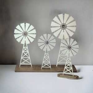 Farmhouse Decor - Silver Windmill Stand - Windmill Home Decor - Wood ...