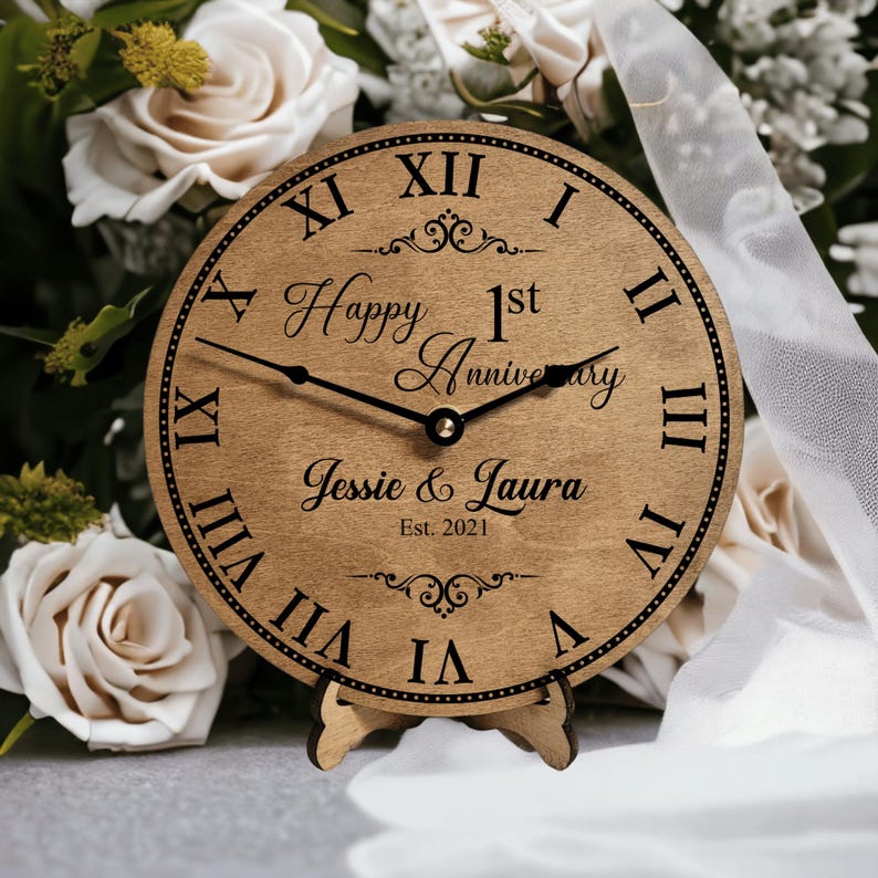 1st Anniversary Gift - Wedding Anniversary Clock - Personalized Gift ...