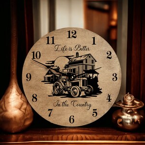 Rustic Farm Clock - Wood Family Clock - Tractor & Farm House ...