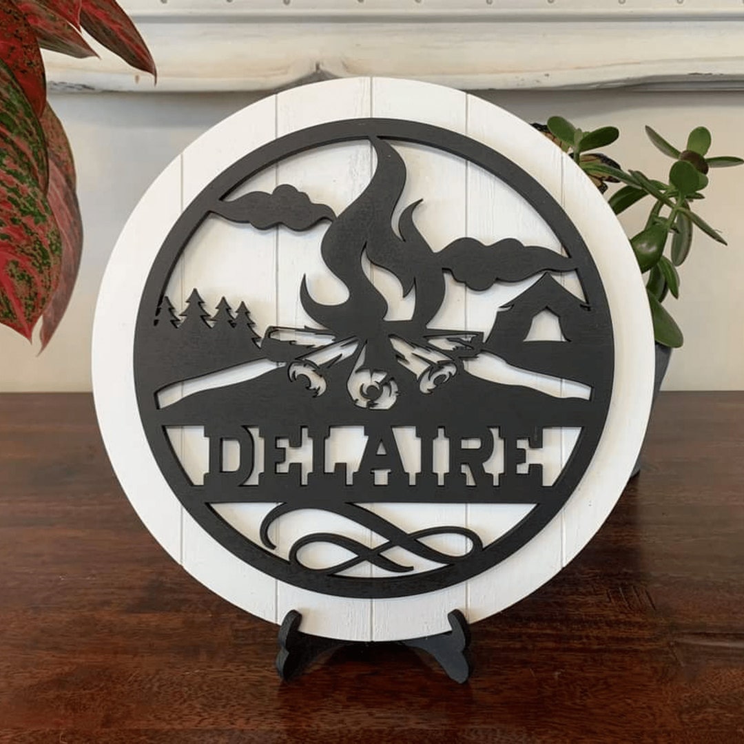 Camping Name Sign Custom Campfire Sign Campground Sign Personalized ...