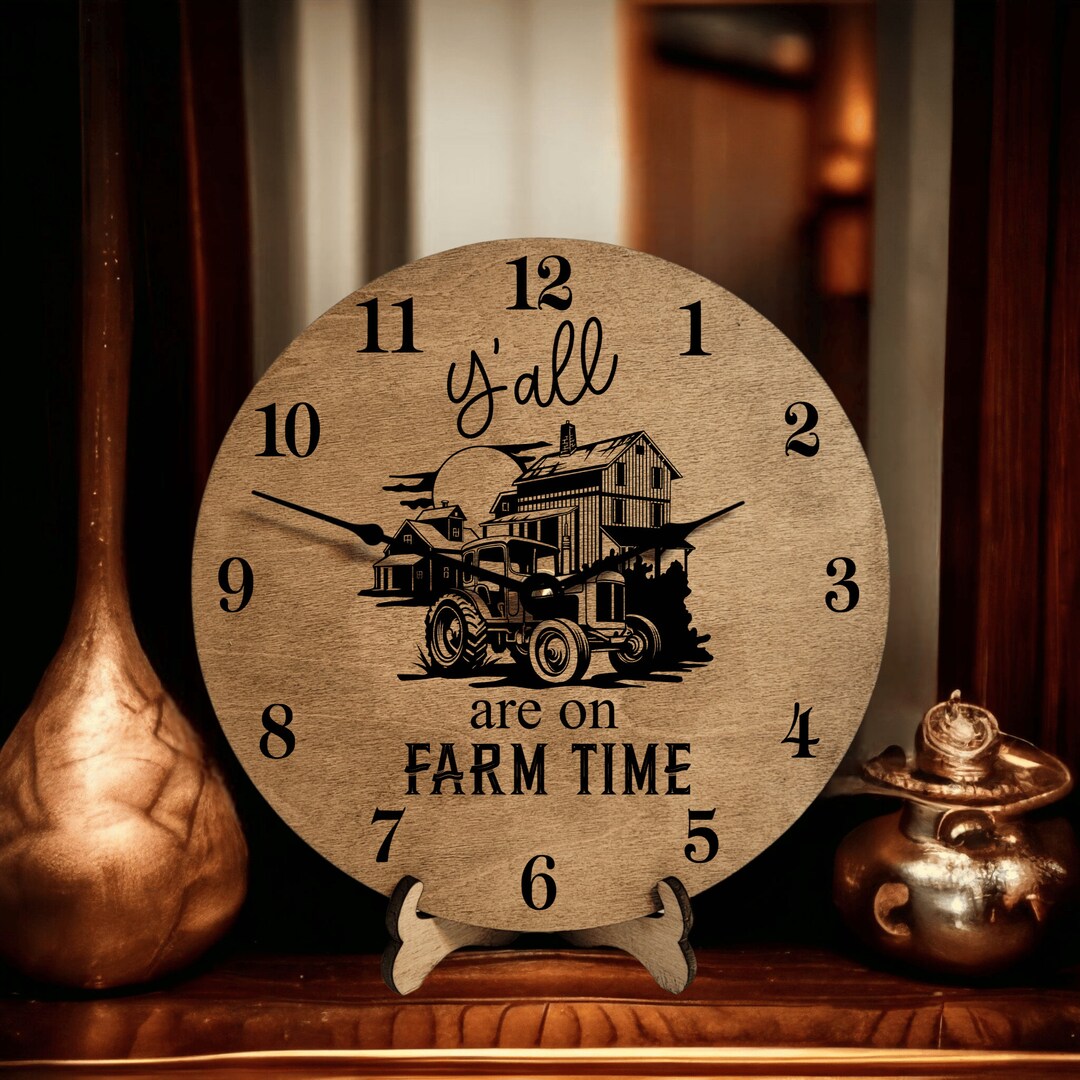 Rustic Farm Clock - Wood Family Clock - Tractor & Farm House ...