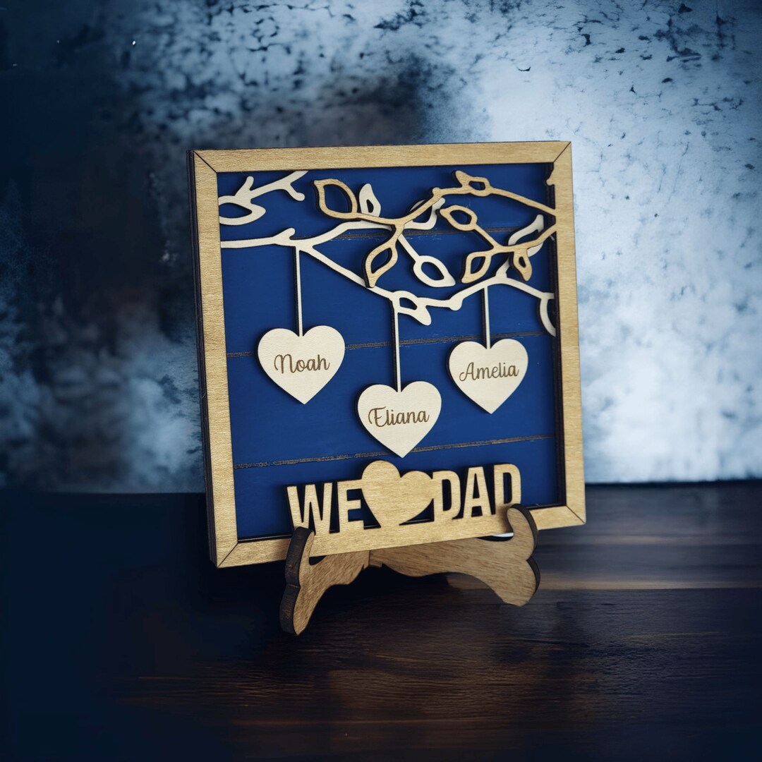 Personalized Father's Day Hanging Hearts Name Frame, Custom Gift for ...