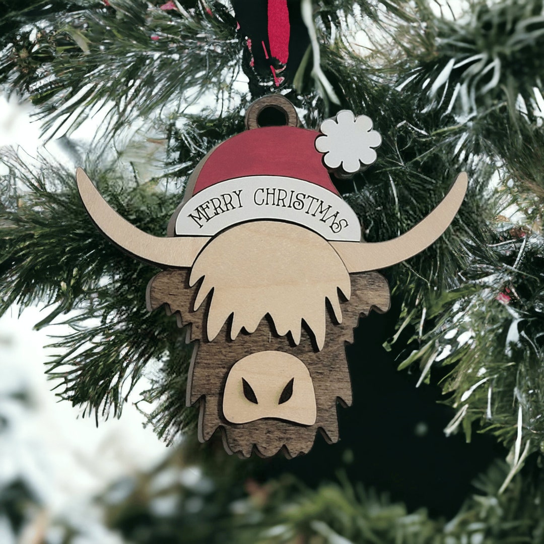 Personalized Highland Cow Christmas Ornament, Merry Christmas Cow ...