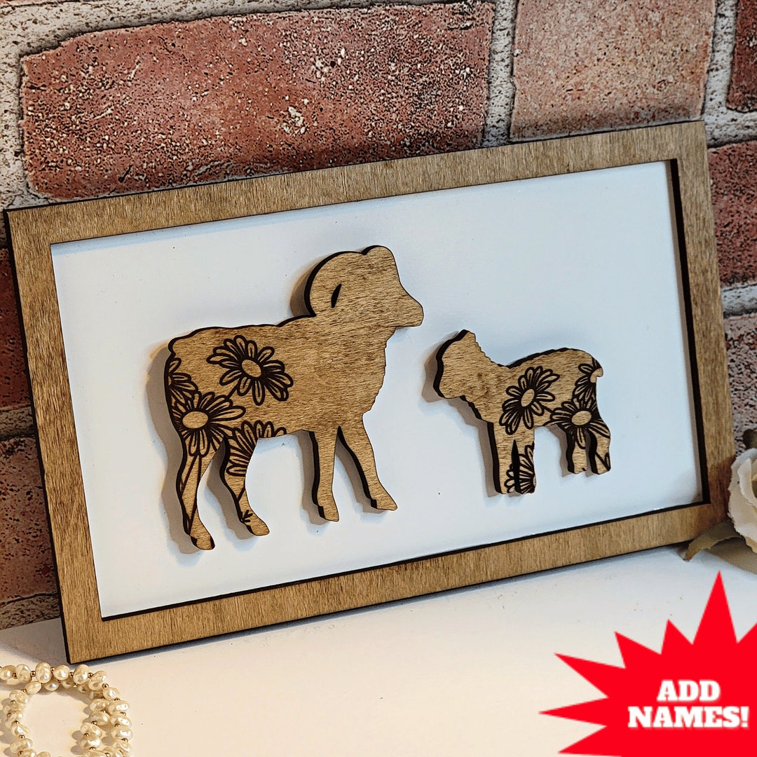 Sheep Daddy & Me Sign Ram and Baby Sheep Sign Baby Shower Nursery Wall ...