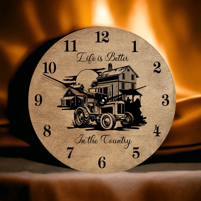 Rustic Farm Clock - Wood Family Clock - Tractor & Farm House ...