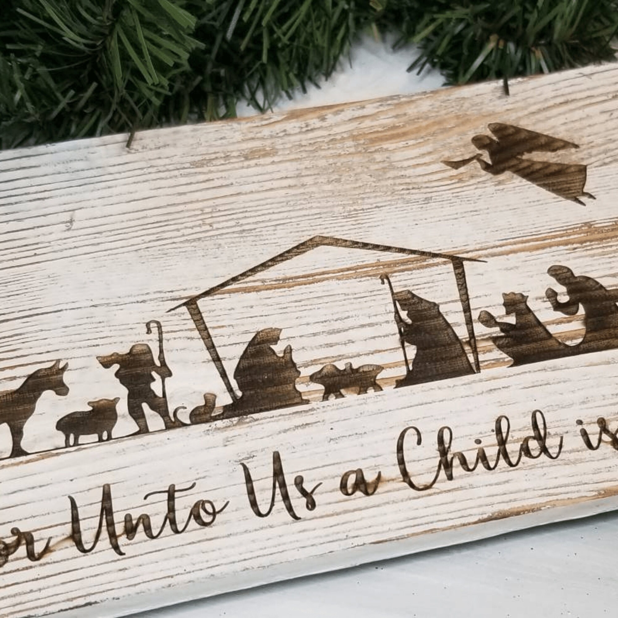 Rustic Snowy Christmas Nativity Scene Sign Farmhouse Holiday - Etsy