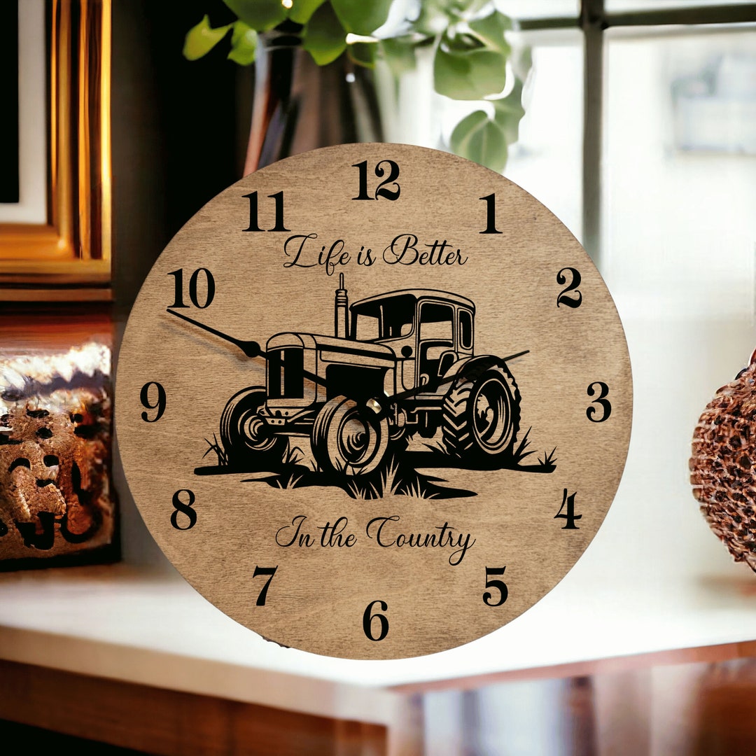 Rustic Farm Clock - Wood Family Clock - Gift for Farmer - Tractor ...