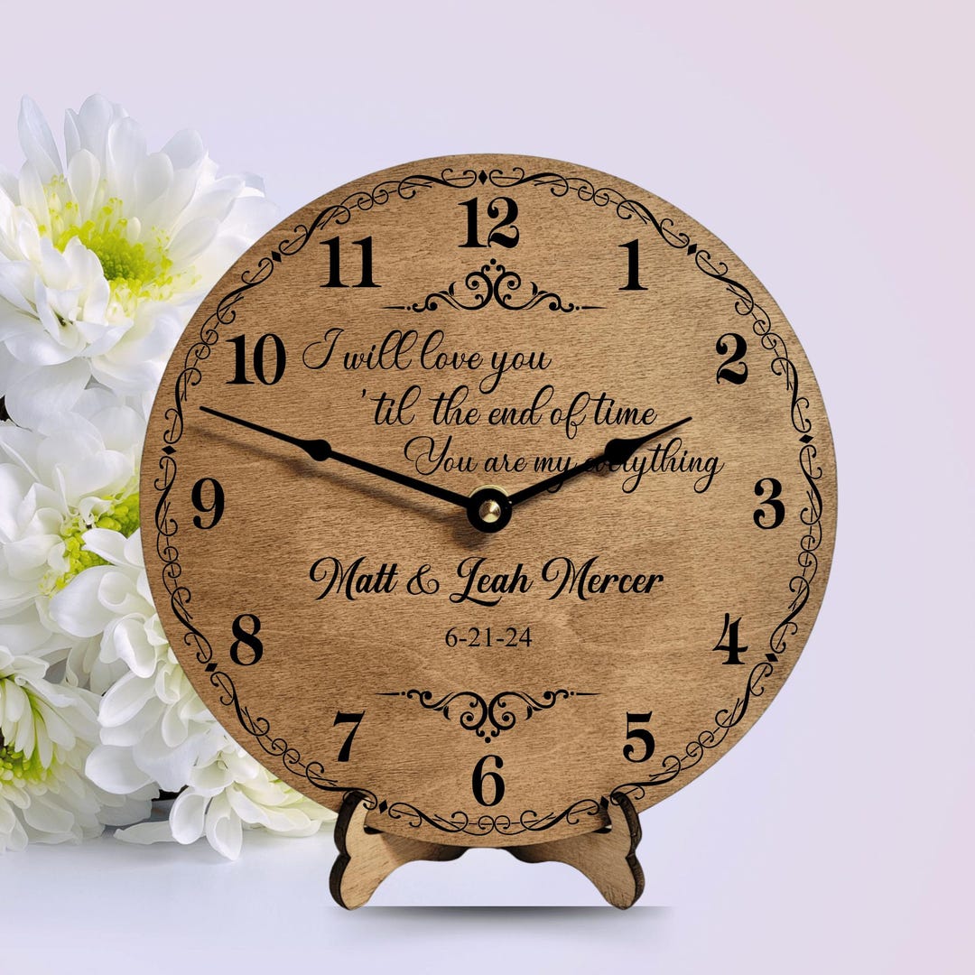 Personalized Wedding Clock Wood Anniversary Gift Wedding Gift Husband ...