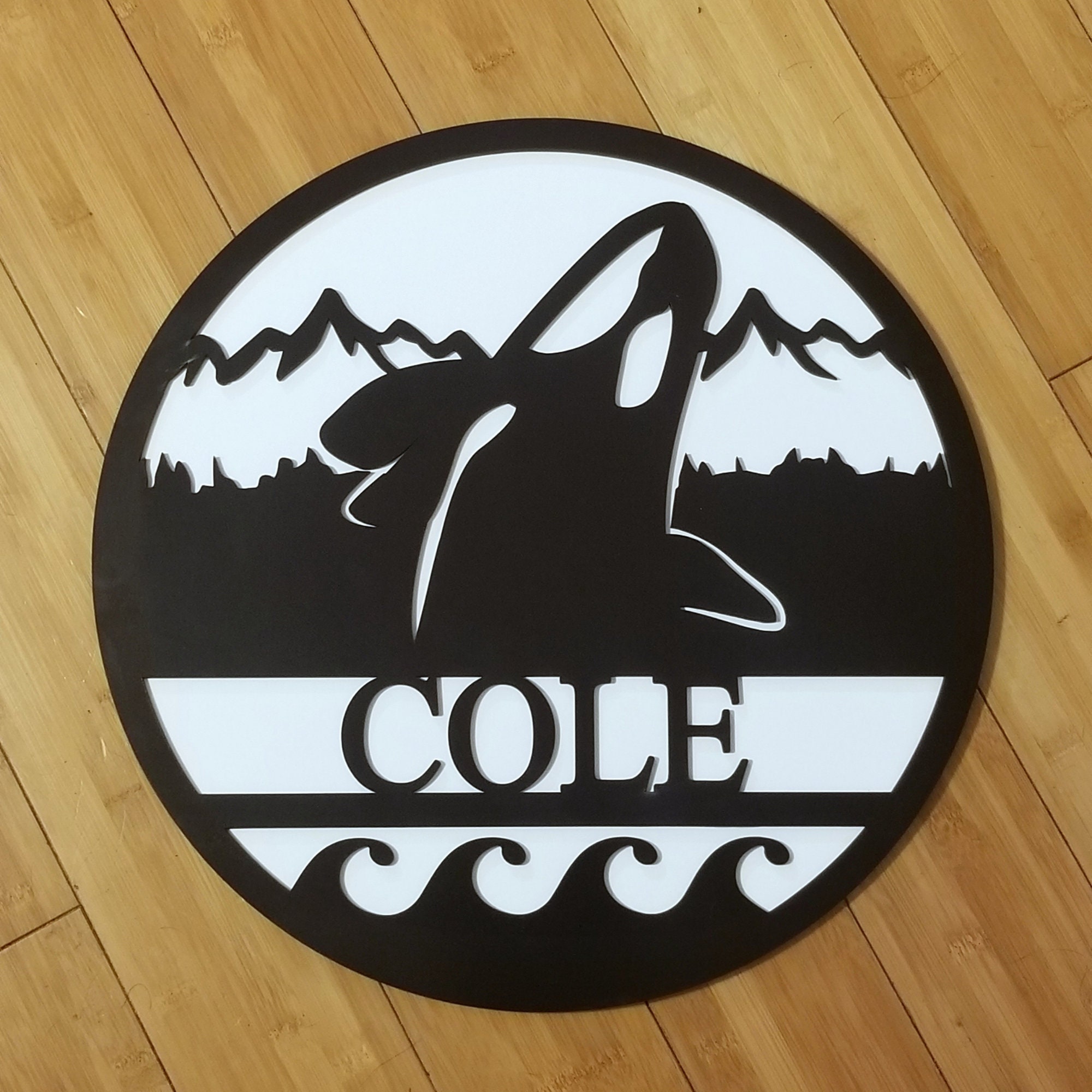 Whale Sign Personalized Whale Name Sign Custom Orca Decor | Etsy