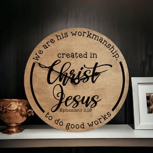 Christian Wall Art - Bible Verse Clock - Created in Christ Jesus ...
