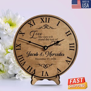 Engraved Message Clock Custom Wedding Gift Personalized Anniversary ...