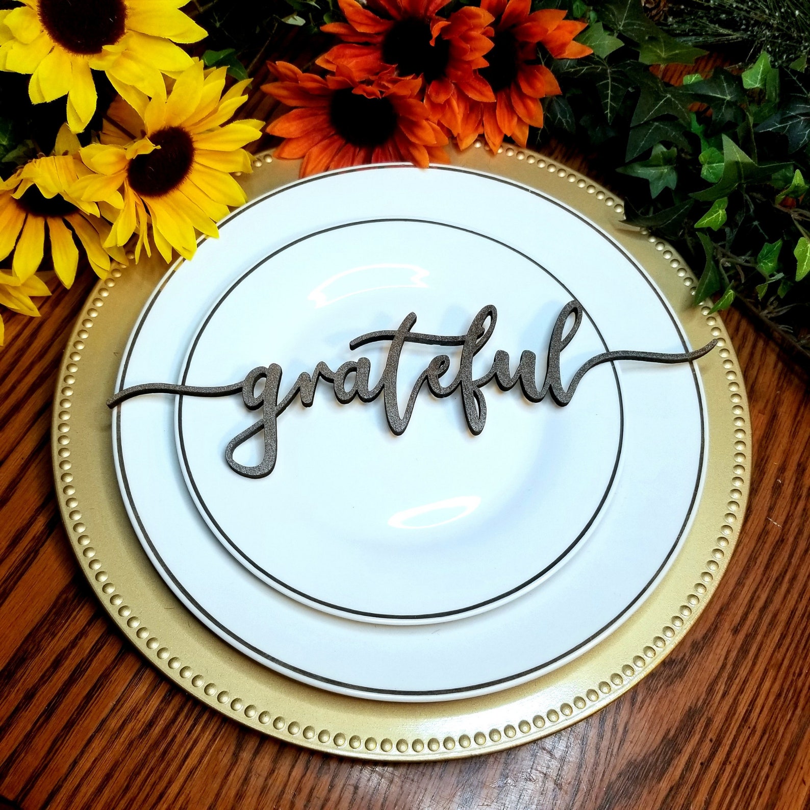 Thanksgiving Decor Plate Words Set of 4 Holiday Table Decor - Etsy