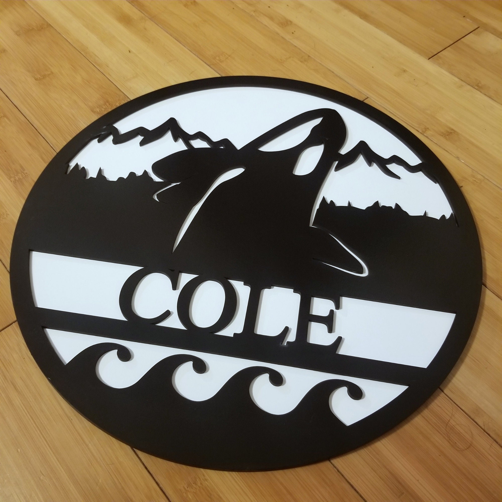 Whale Sign Personalized Whale Name Sign Custom Orca Decor | Etsy