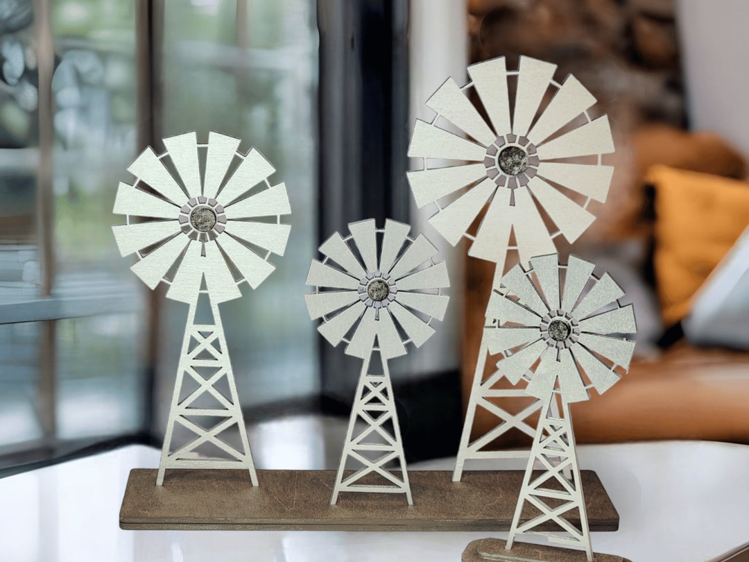 Farmhouse Decor Silver Windmill Stand Windmill Home Decor - Etsy